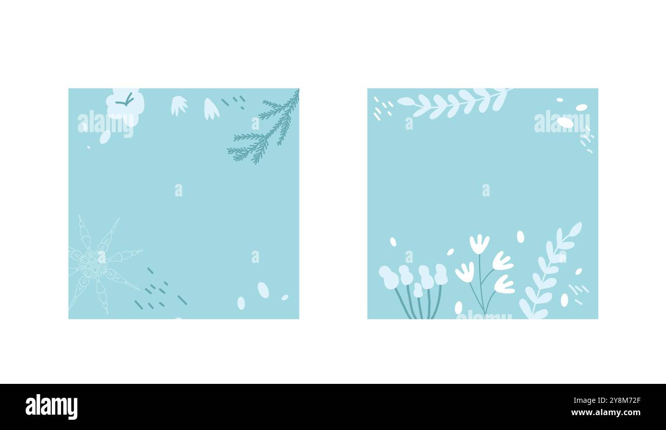 Winter cards templates set. Social media posts. Vector hand drawn ...