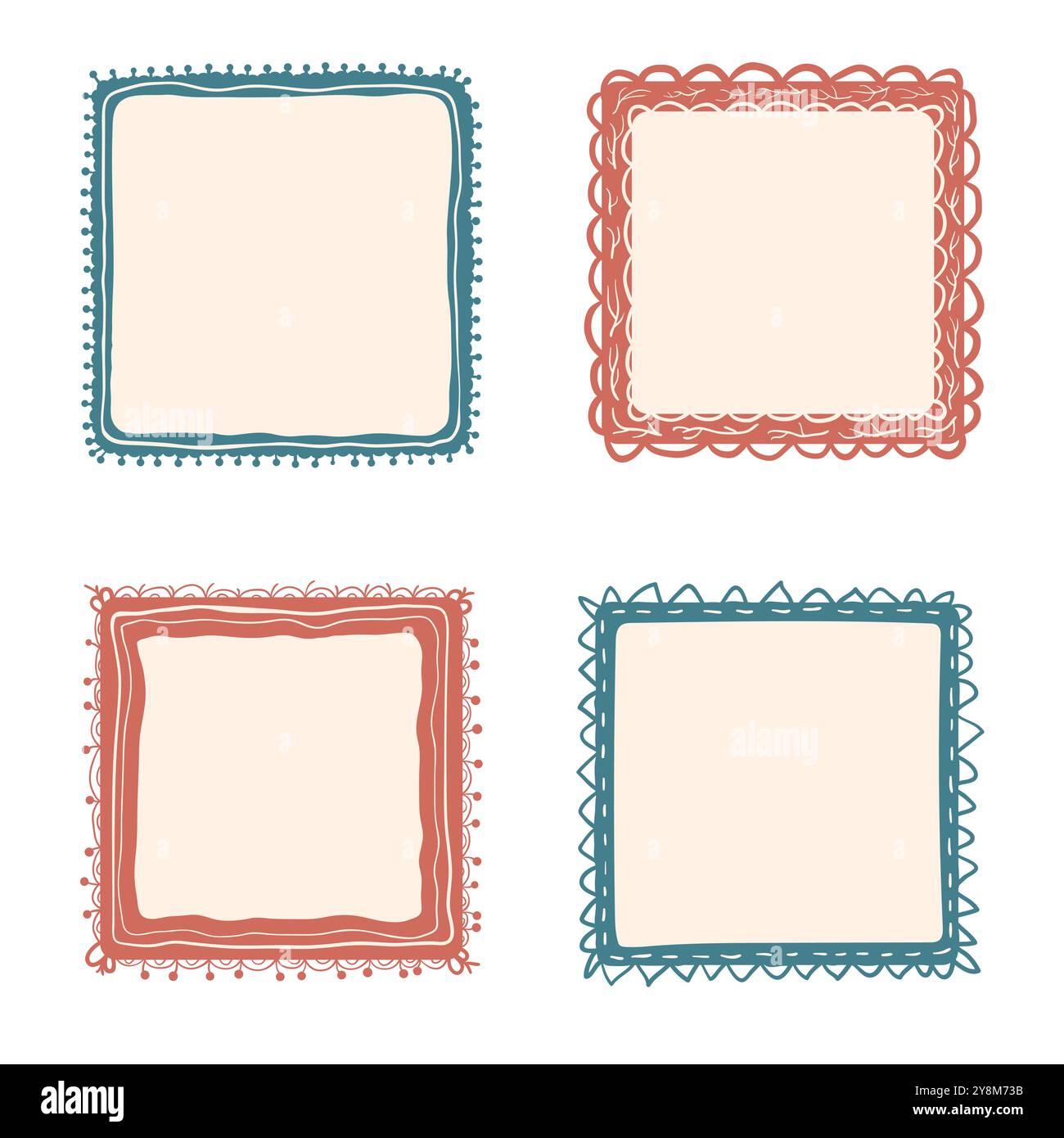 Vector Illustration of assorted doodle square frames. Vector ...