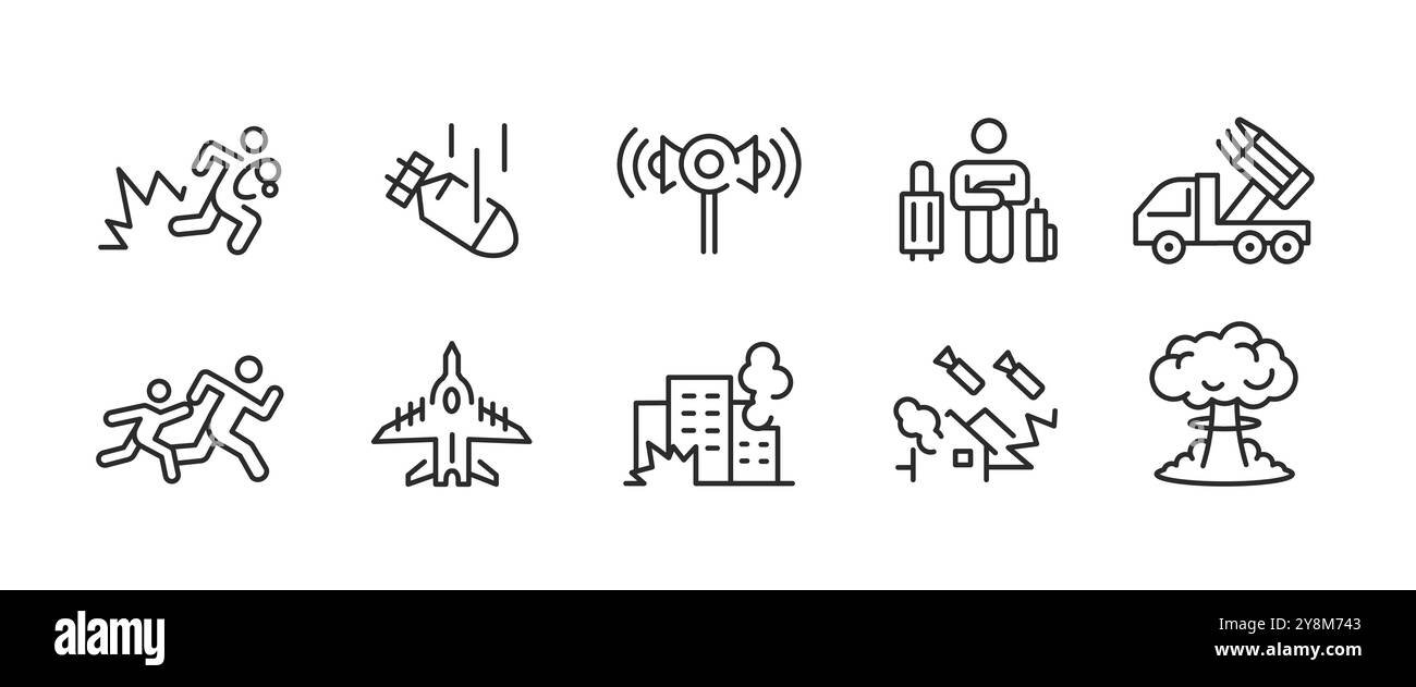 Conflict Evacuation Icons Stock Vector Image & Art - Alamy