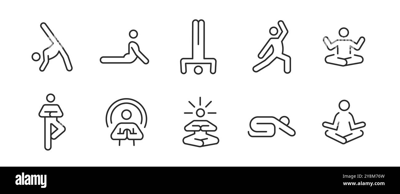 Yoga practice icon outline Black and White Stock Photos & Images - Alamy