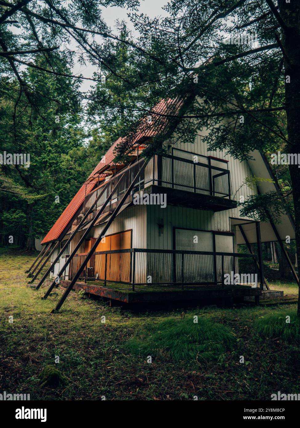 Triangular-roofed abandoned house in Nikko, rural Japan Stock Photo - Alamy
