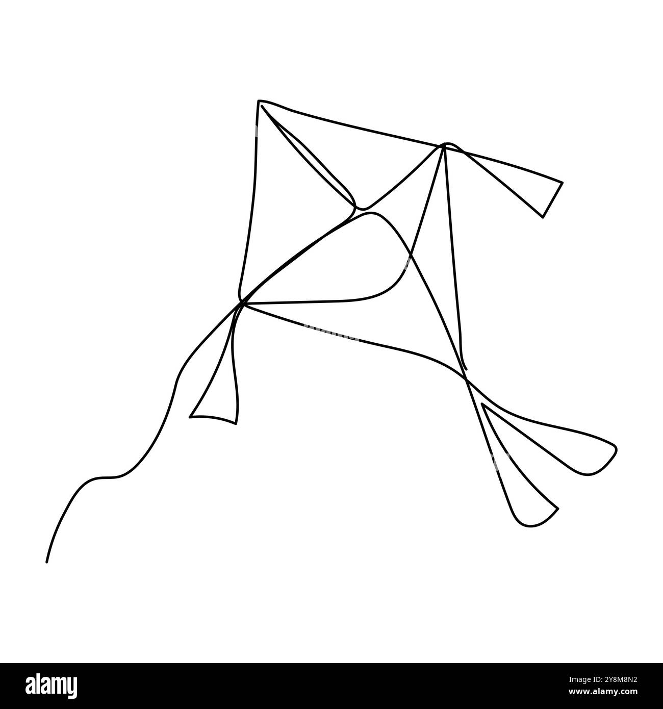 Continuous one-line drawing of outline illustration kite Stock Vector ...