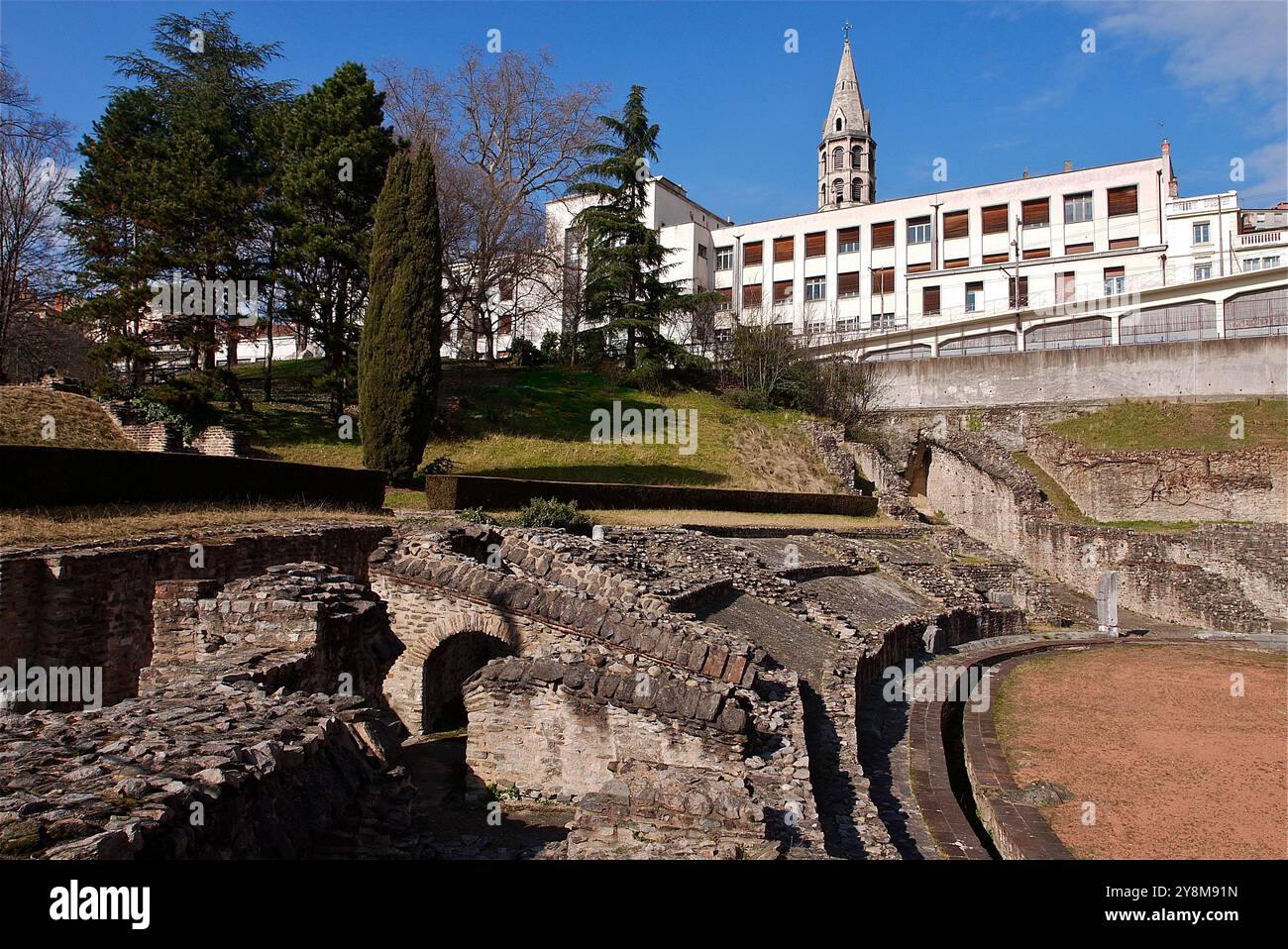 Archeology, Amphitheatre des Trois Gaules, roman ruins in Lyon, Rhone ...
