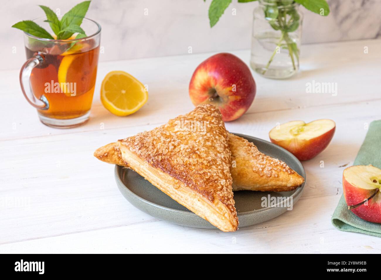 Apple Puff. Homemade Breakfast with Apple Puffs Stock Photo - Alamy