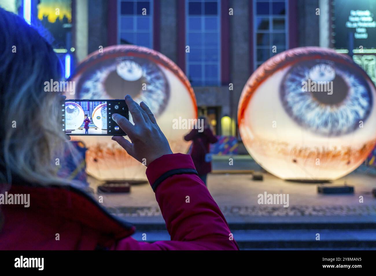 Essen Light Festival, in the city centre, artwork Oculus by the Italian ...