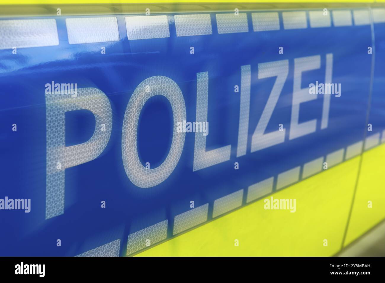 Police car, police lettering on an emergency vehicle, logo, blur, Baden ...