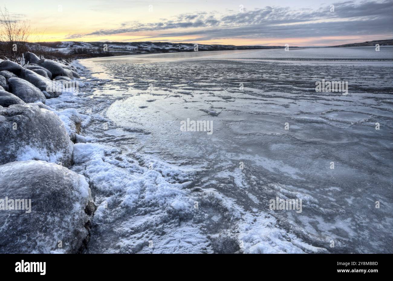 Buffalo Pound Lake Saskatchewan Canada ice design Stock Photo - Alamy