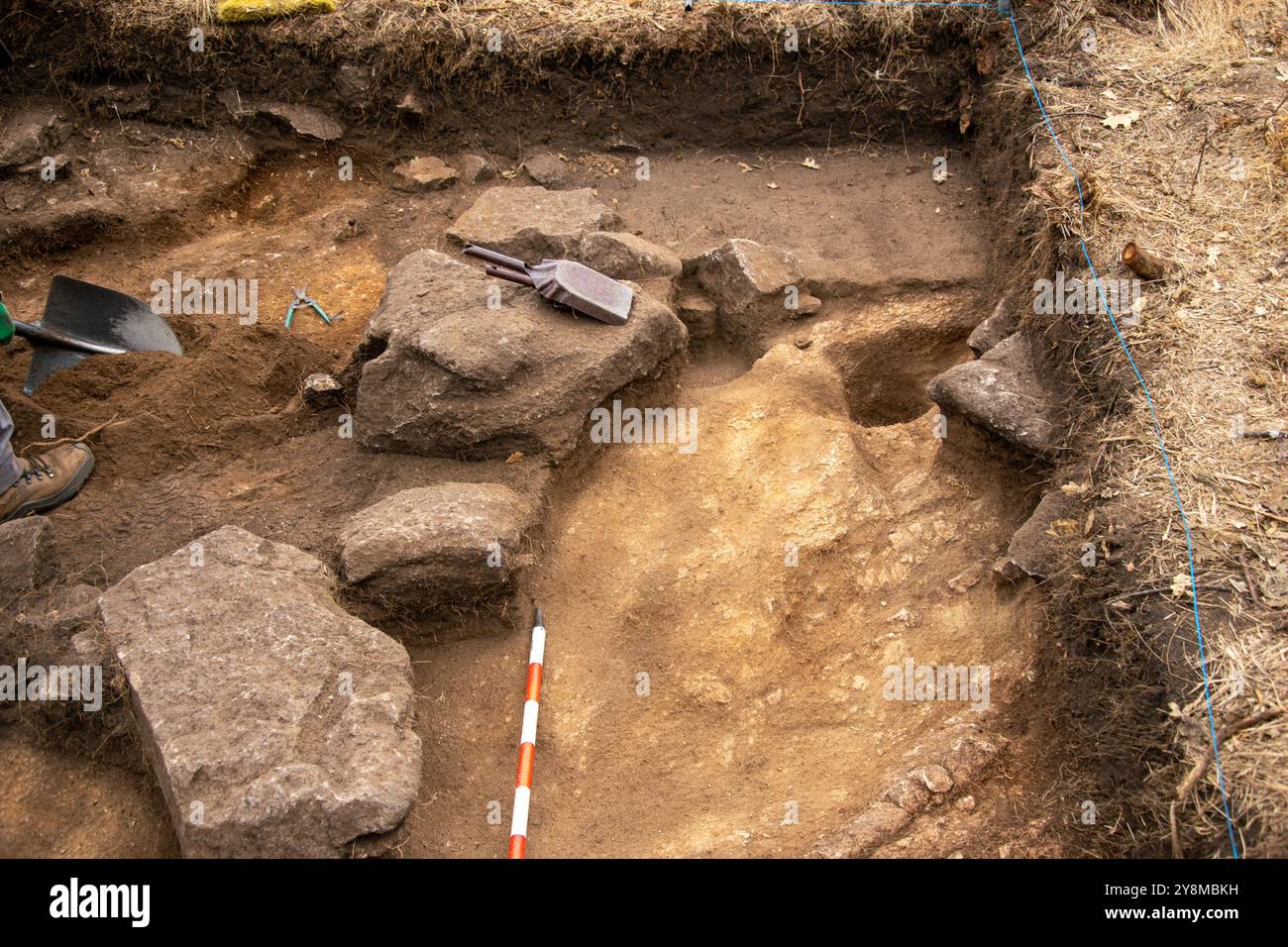 view of a soil excavation sampling in an archaeological site during an ...