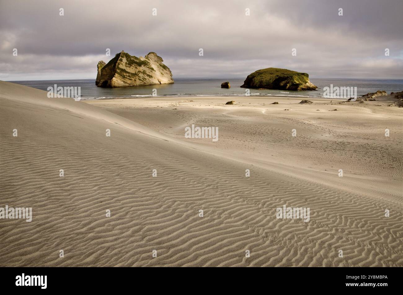Farewell Spit New Zealand beach Rock haystacks Stock Photo - Alamy