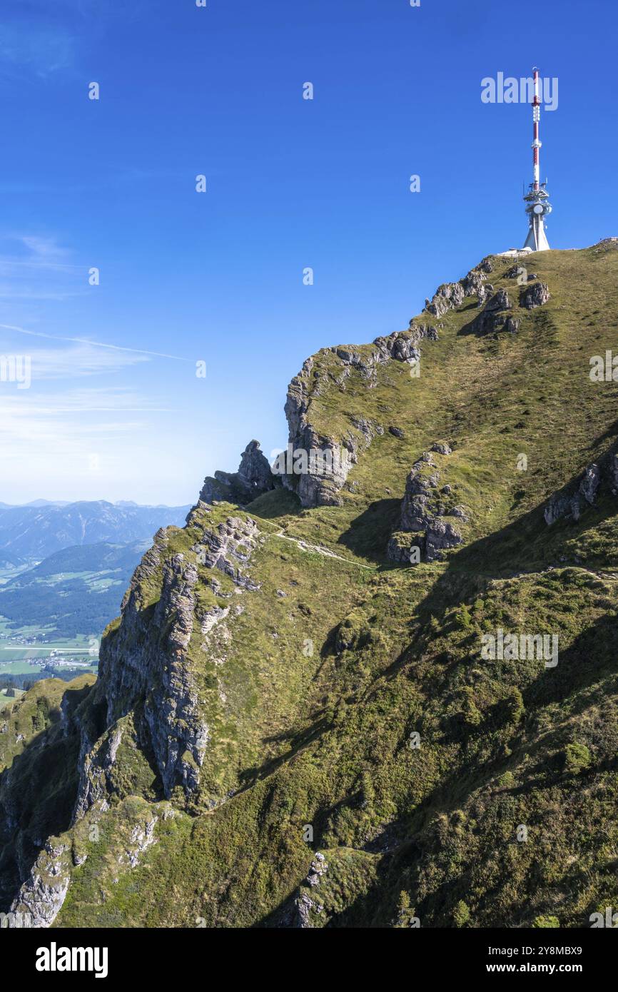 Kitzbueheler Horn transmission tower in the alps of Austria Stock Photo ...