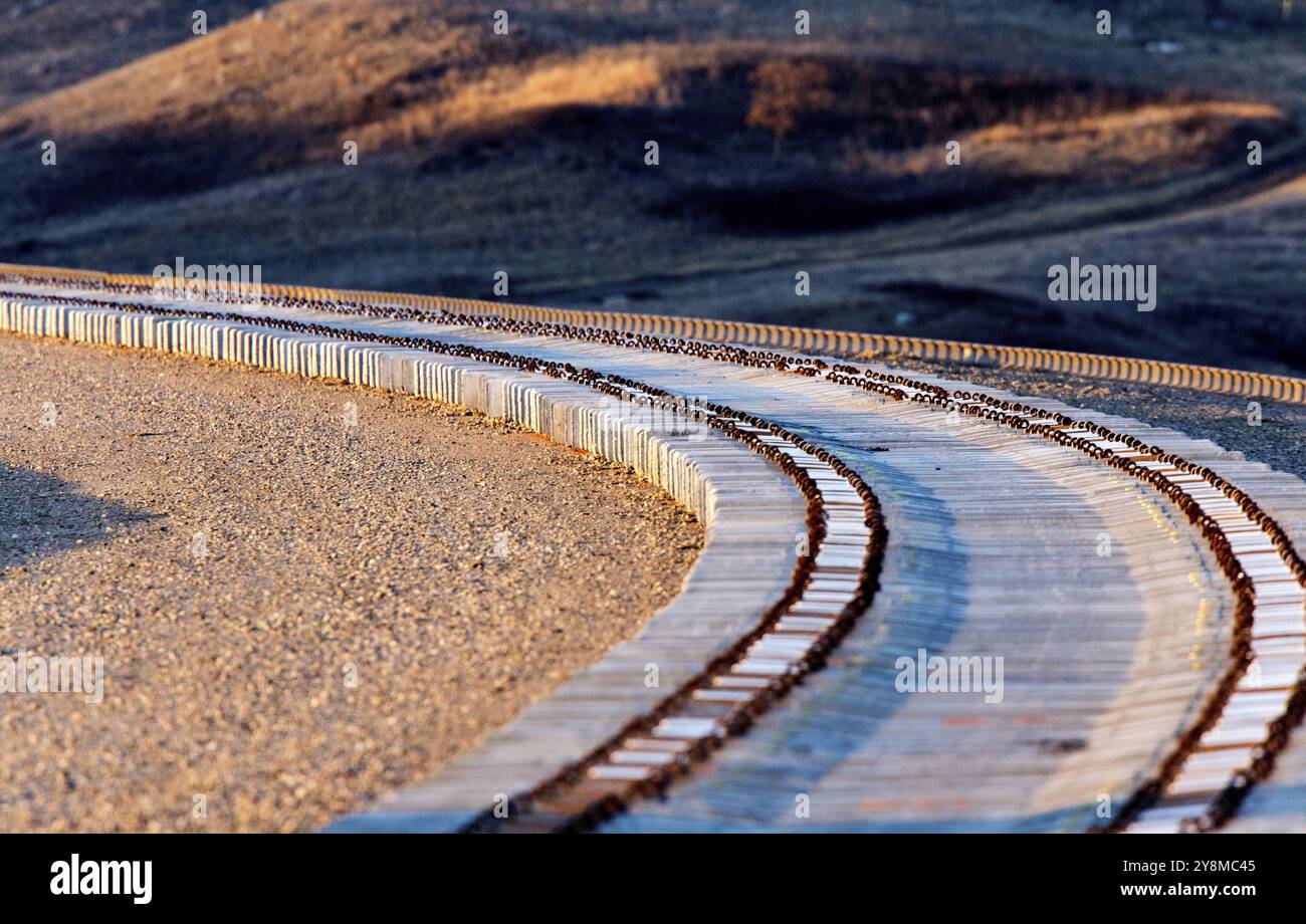 New Railroad Construction with cement rail ties Stock Photo - Alamy