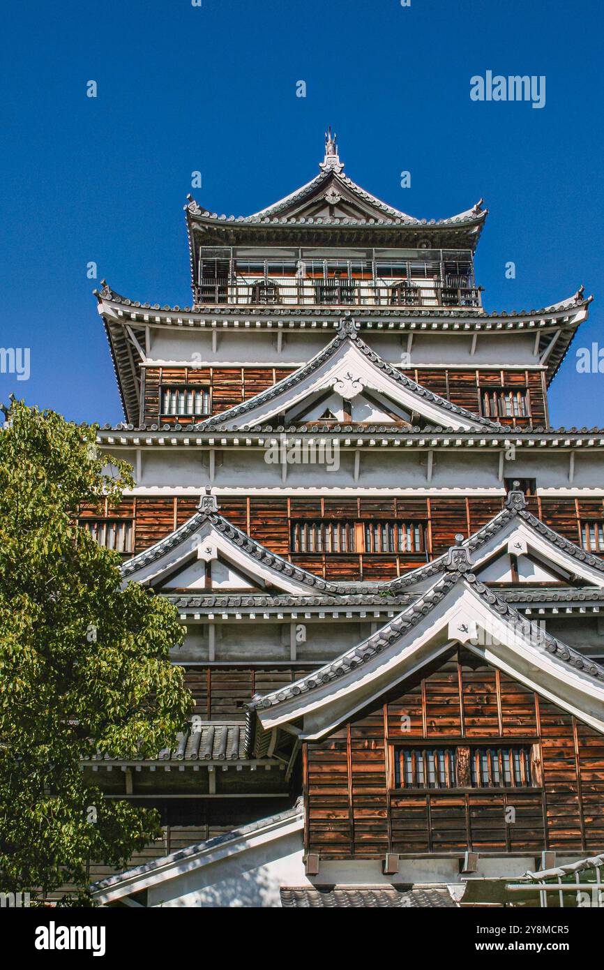 Hiroshima, Japan - 6th March 2018 - Hiroshima Castle, built in the 1590s, reconstructed in the ...