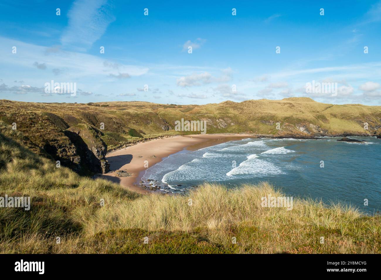 Sandy beach at Hackley Bay near Cruden Bay in Aberdeenshire, Scotland ...