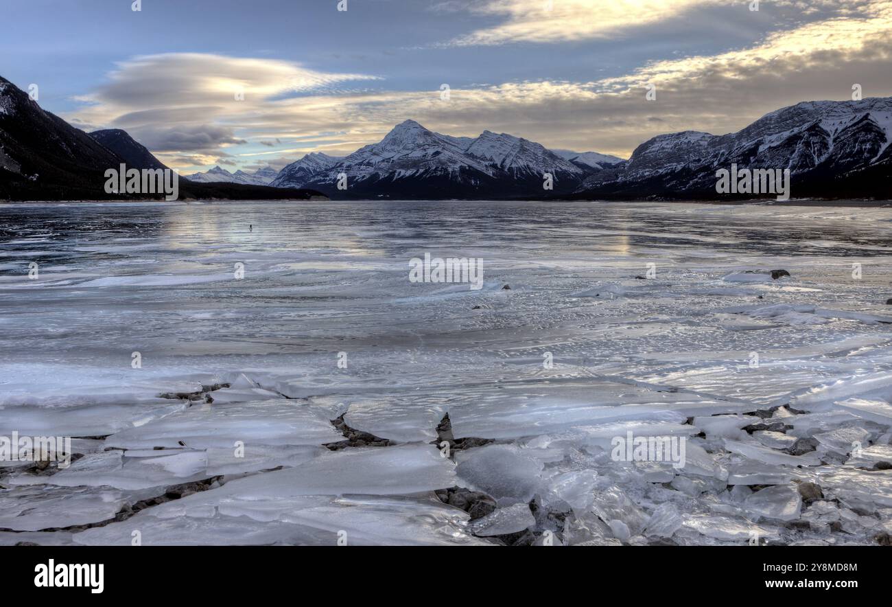 Abraham Lake Winter Ice formations bubbles design Stock Photo - Alamy