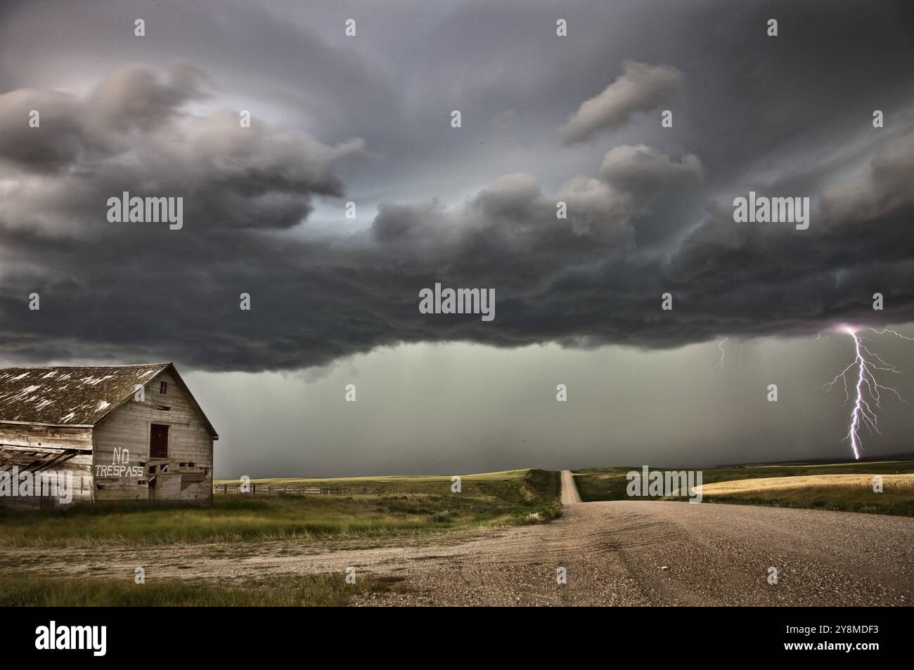 Prairie Storm Saskatchewan shelf cloud danger Lightning Stock Photo - Alamy