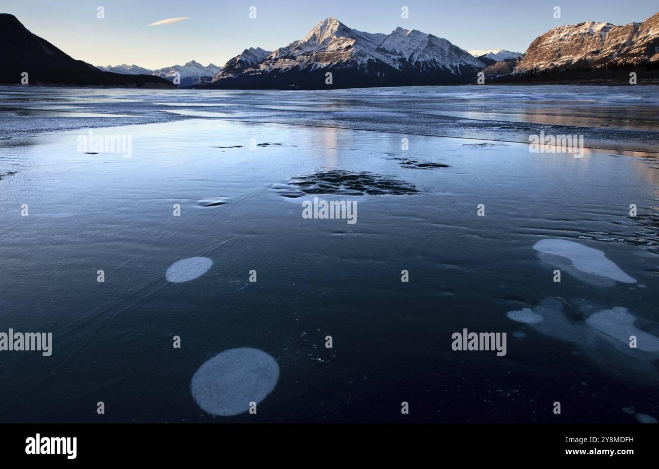 Abraham Lake Winter Ice formations bubbles design Stock Photo - Alamy