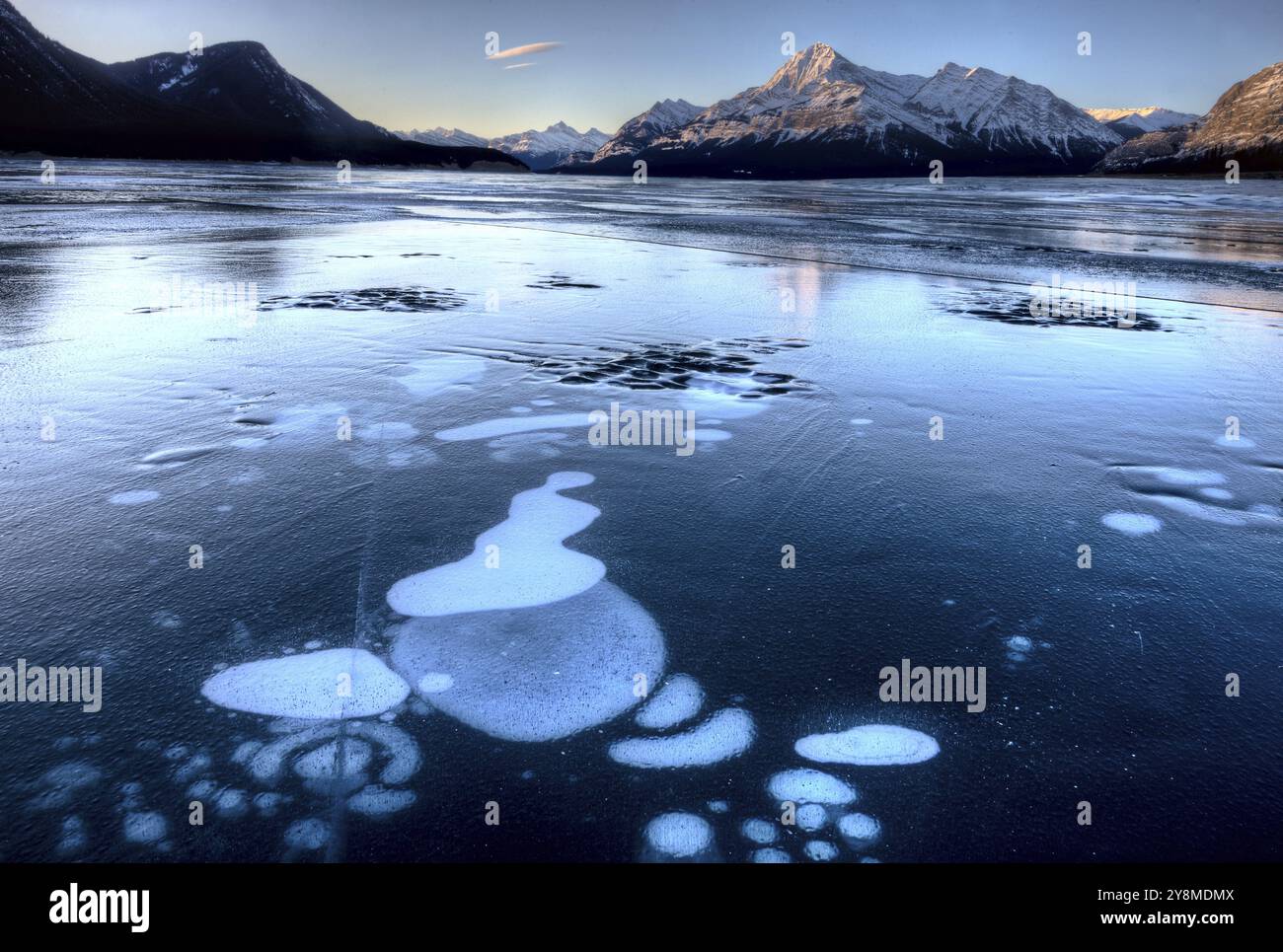 Abraham Lake Winter Ice formations bubbles design Stock Photo - Alamy