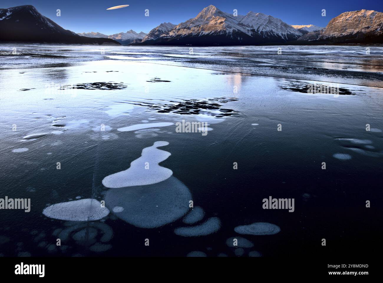 Abraham Lake Winter Ice formations bubbles design Stock Photo - Alamy
