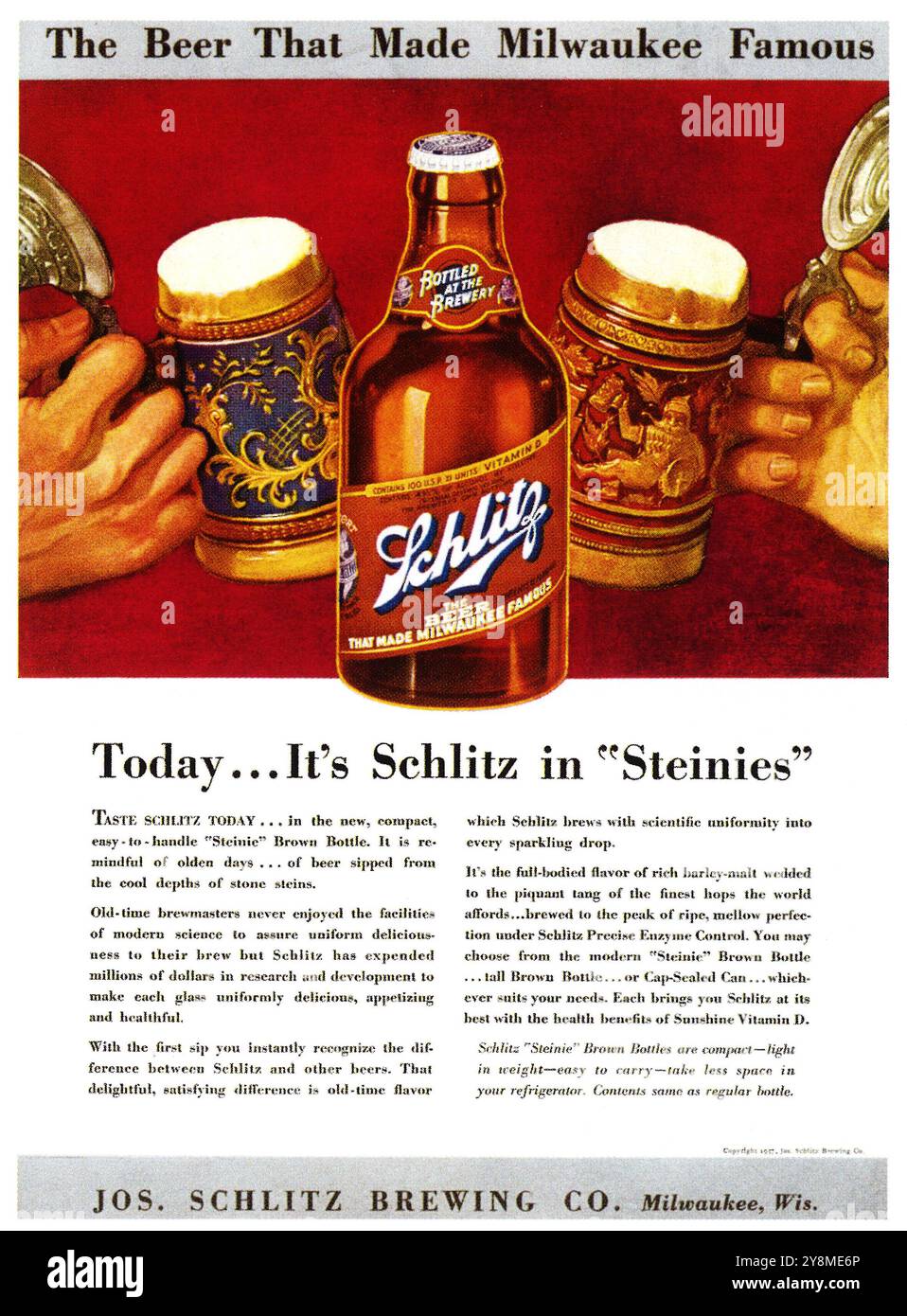 1937 Schlitz beer ad Stock Photo - Alamy