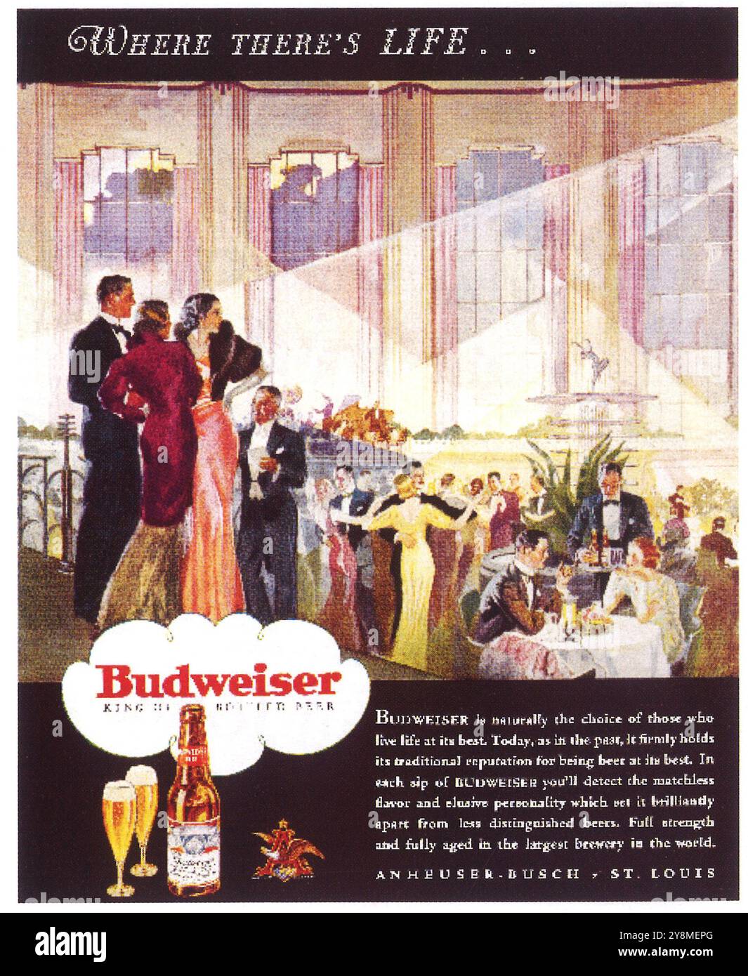 1933 Budweiser Beer Ad - "Where There's Life Stock Photo - Alamy