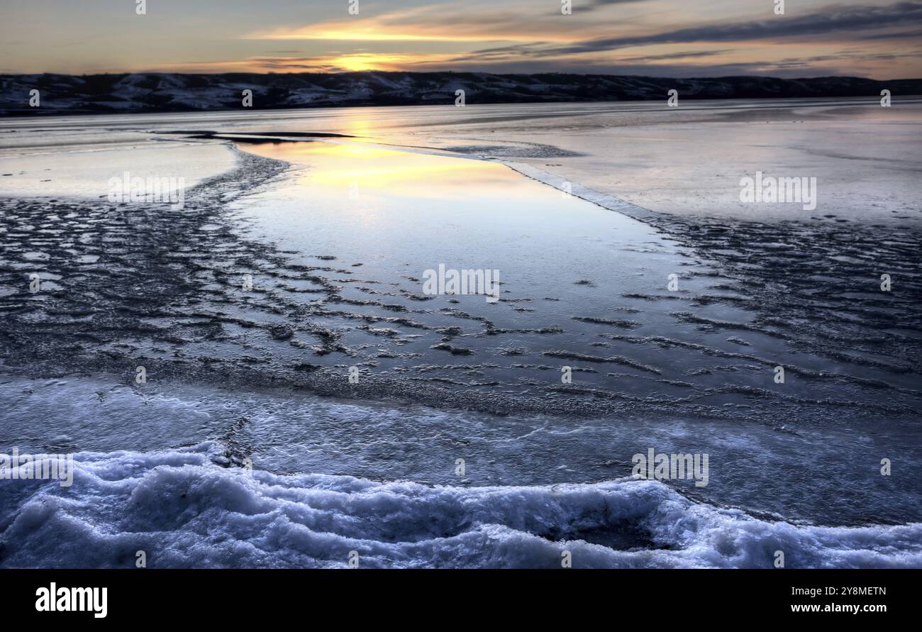 Buffalo Pound Lake Saskatchewan Canada ice design Stock Photo - Alamy