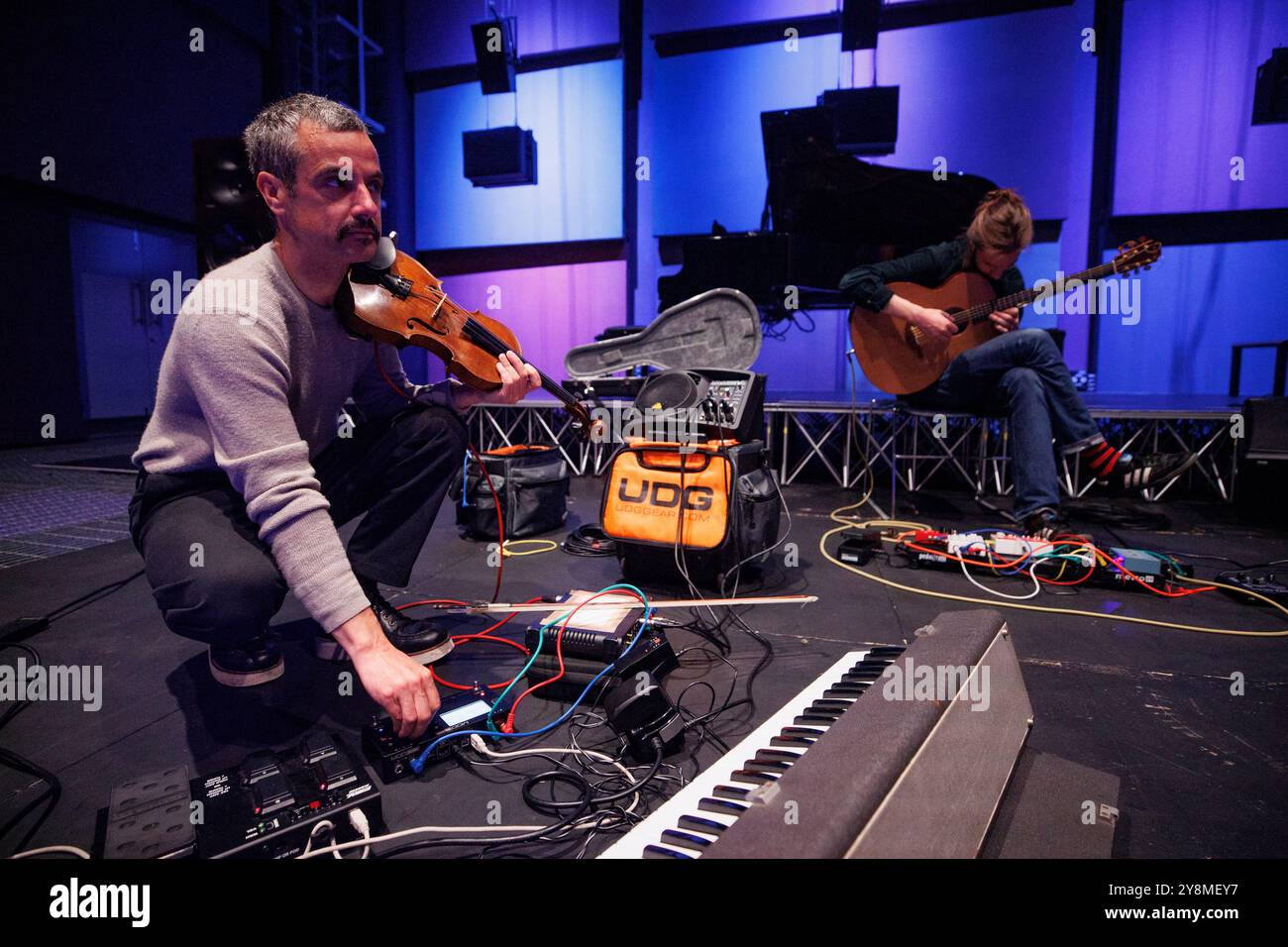 Kevin McCullagh (left) on fiddle and Paddy McKeown on guitar, part of ...