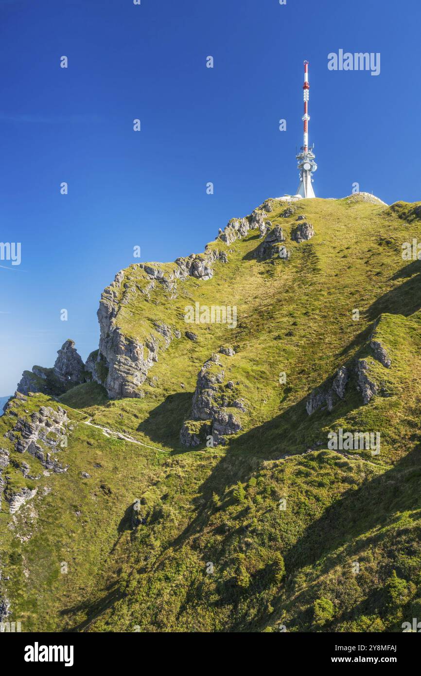 Kitzbueheler Horn transmission tower in the alps of Austria Stock Photo ...