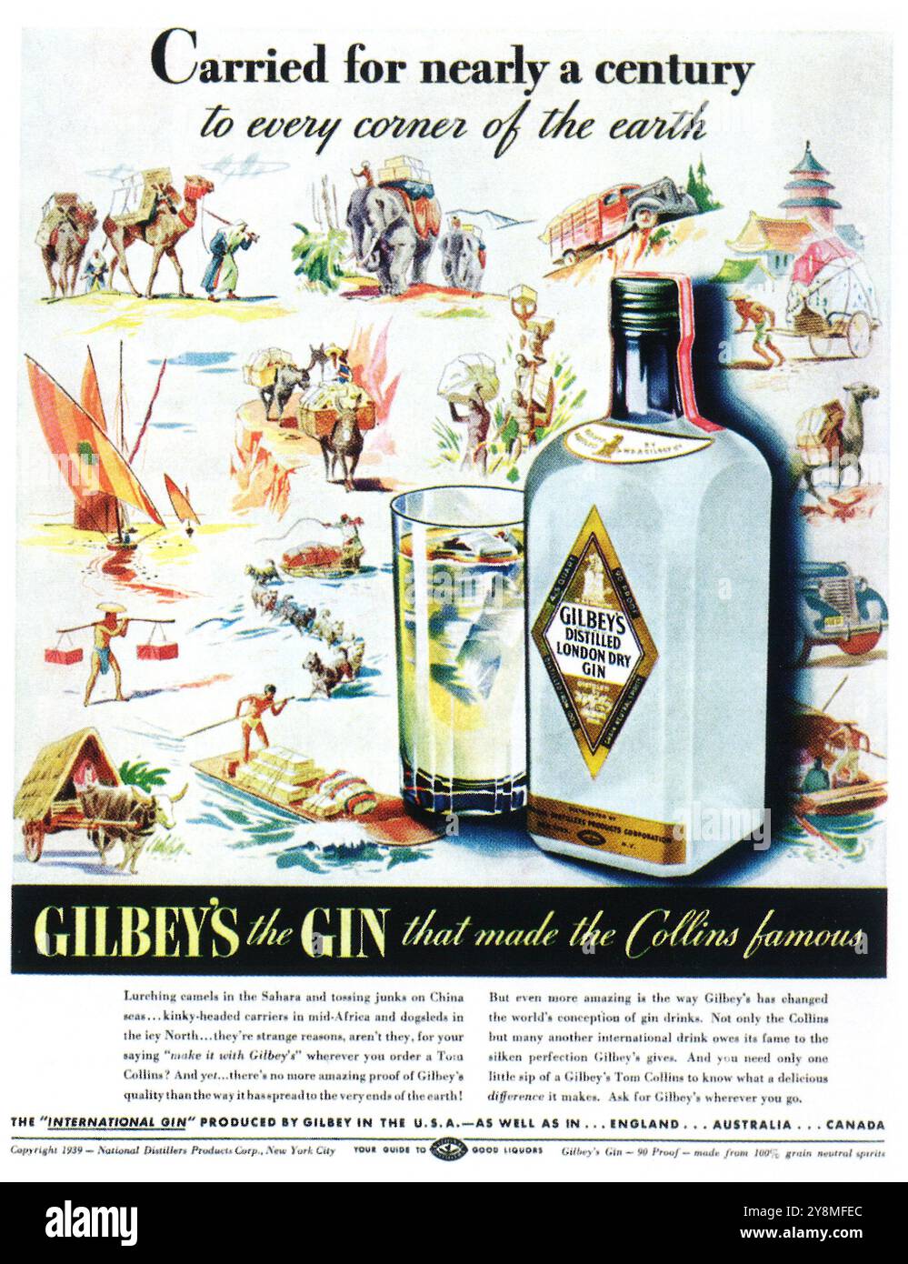 1939 Gilbey's Gin Ad Stock Photo - Alamy