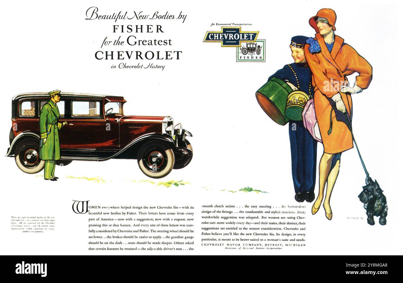 1930 Chevrolet Six Ad with art by McClelland Barclay - Woman with ...