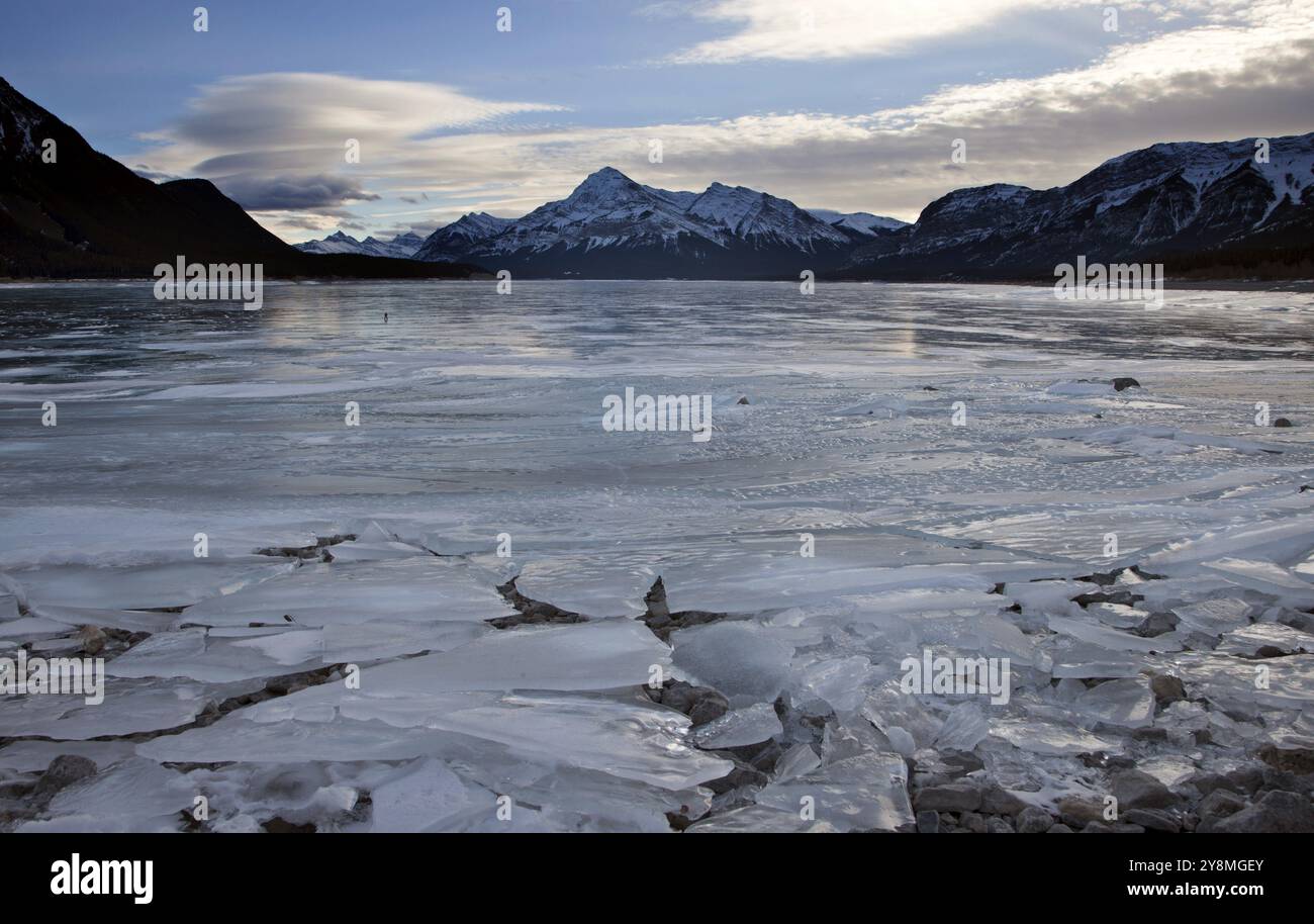 Abraham Lake Winter Ice formations bubbles design Stock Photo - Alamy