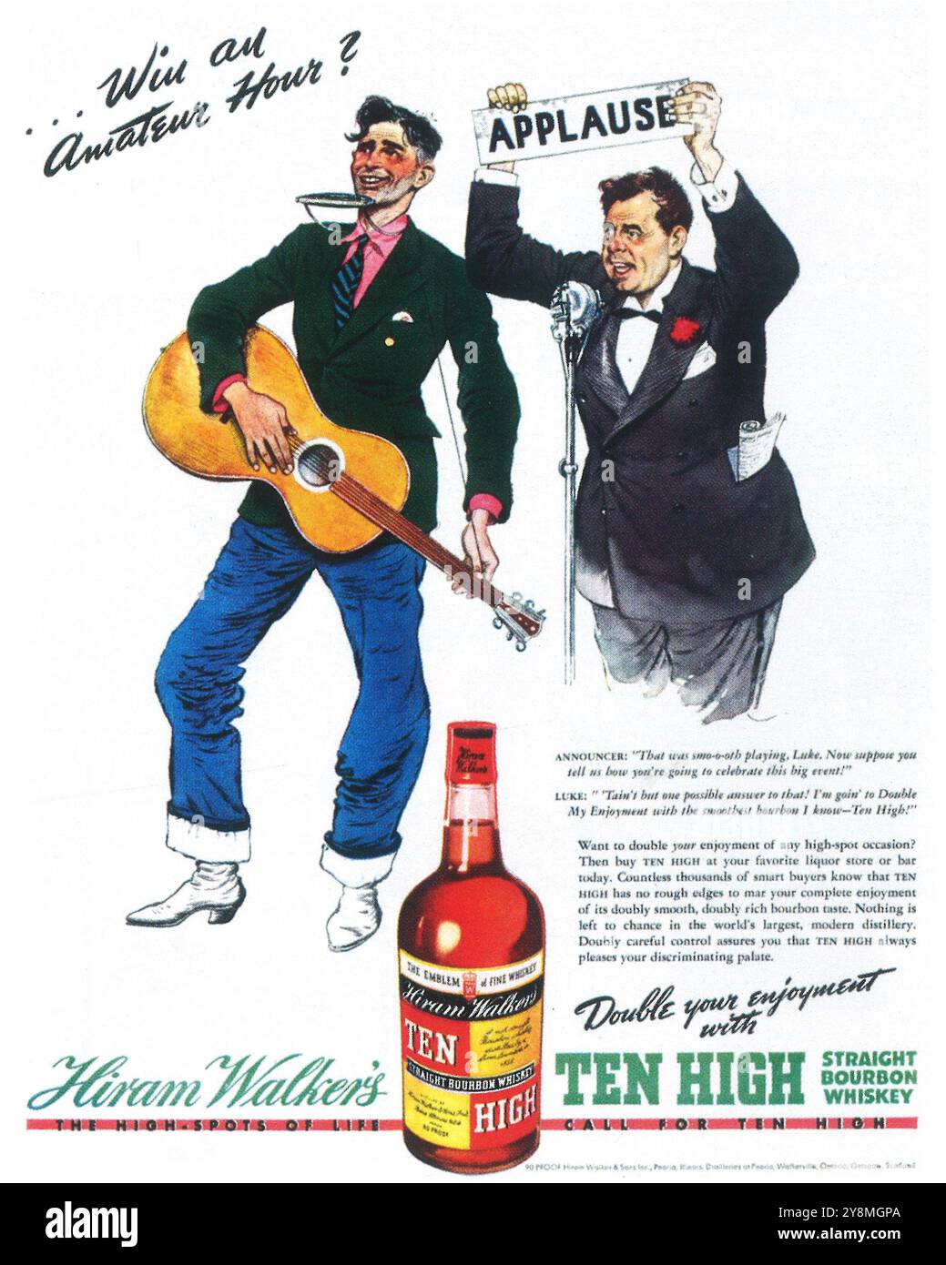 1939 Hiram Walker's Ten High Bourbon Whiskey Ad Stock Photo - Alamy