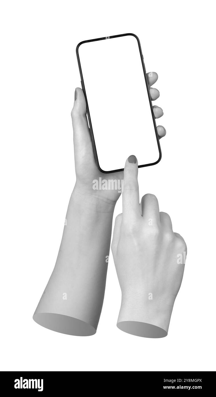 Woman tap finger Black and White Stock Photos & Images - Alamy
