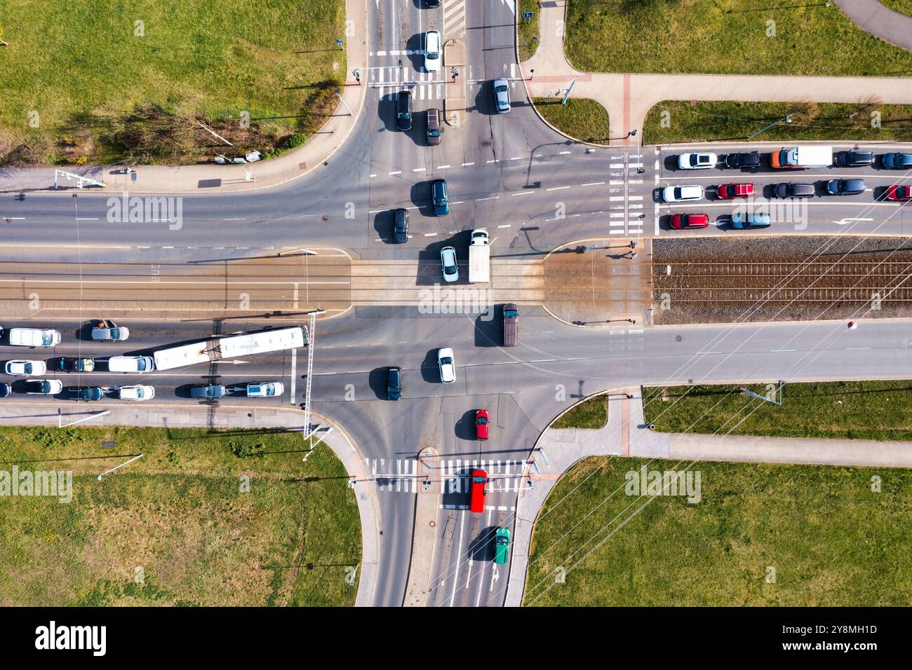 Aerial view cars traversing hi-res stock photography and images - Alamy