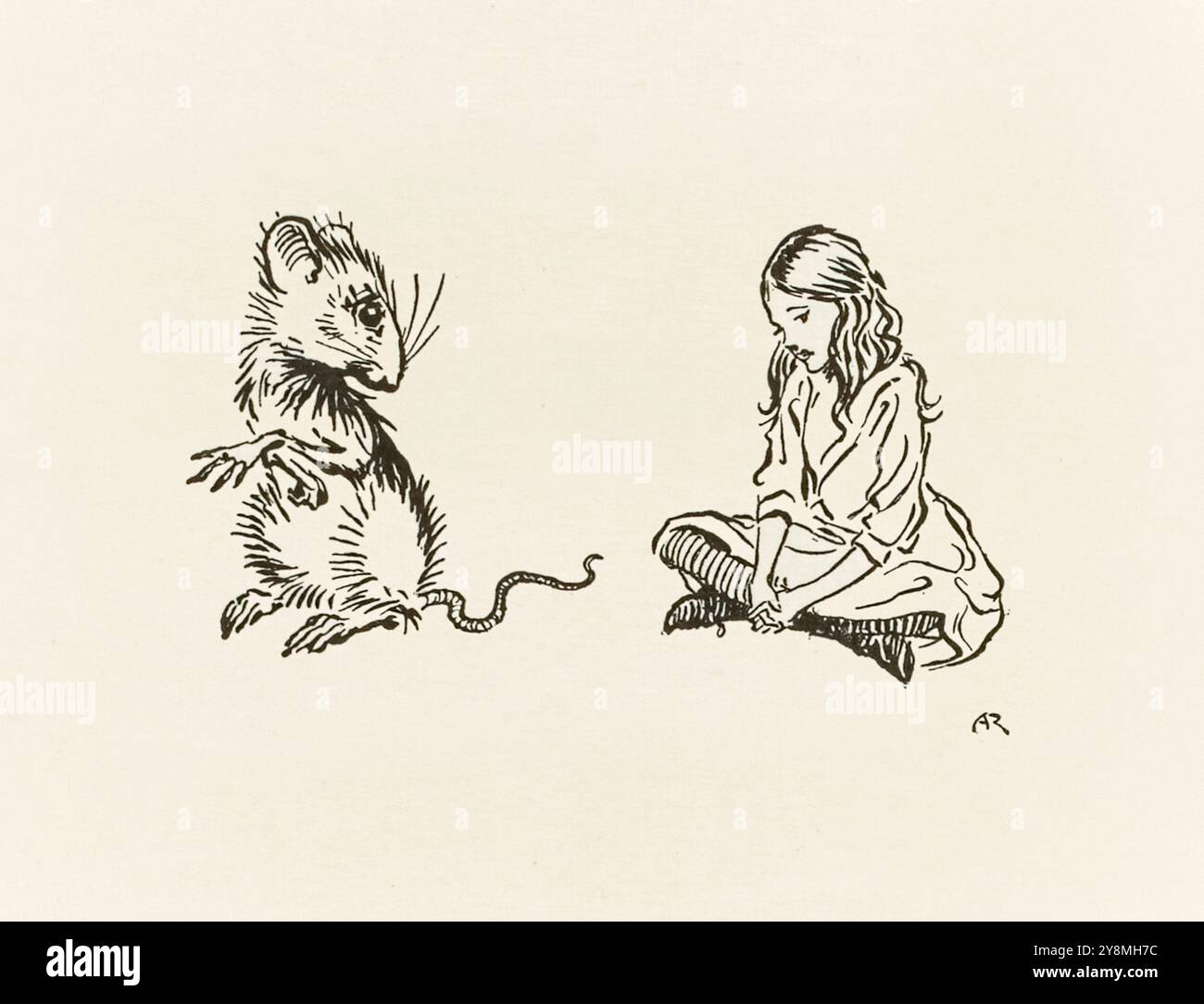 Alice and the Mouse illustration from 'Alice's Adventures in Wonderland ...