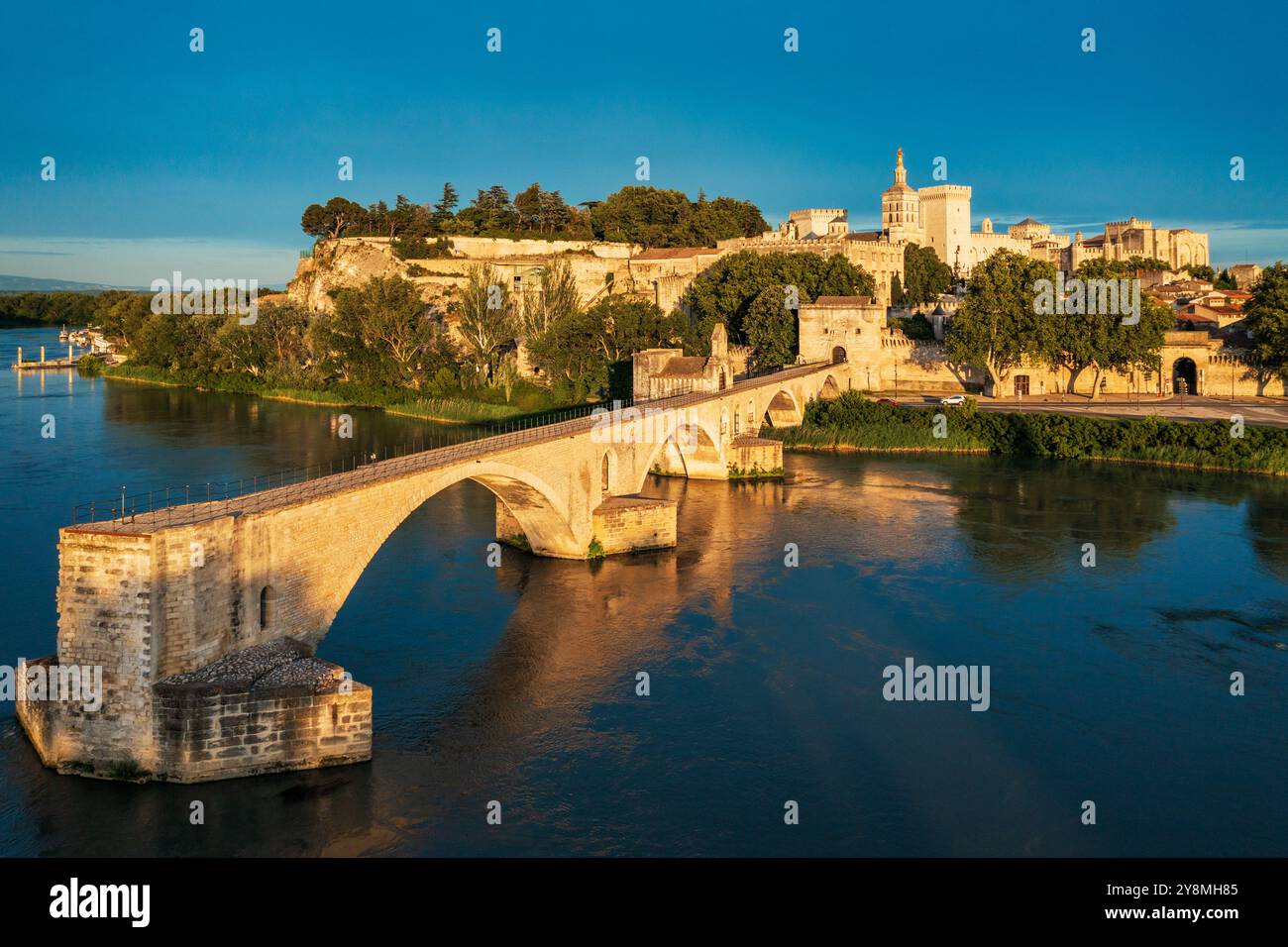 Beautiful view of Avignon with famous bridge Saint-Benezet, medieval ...