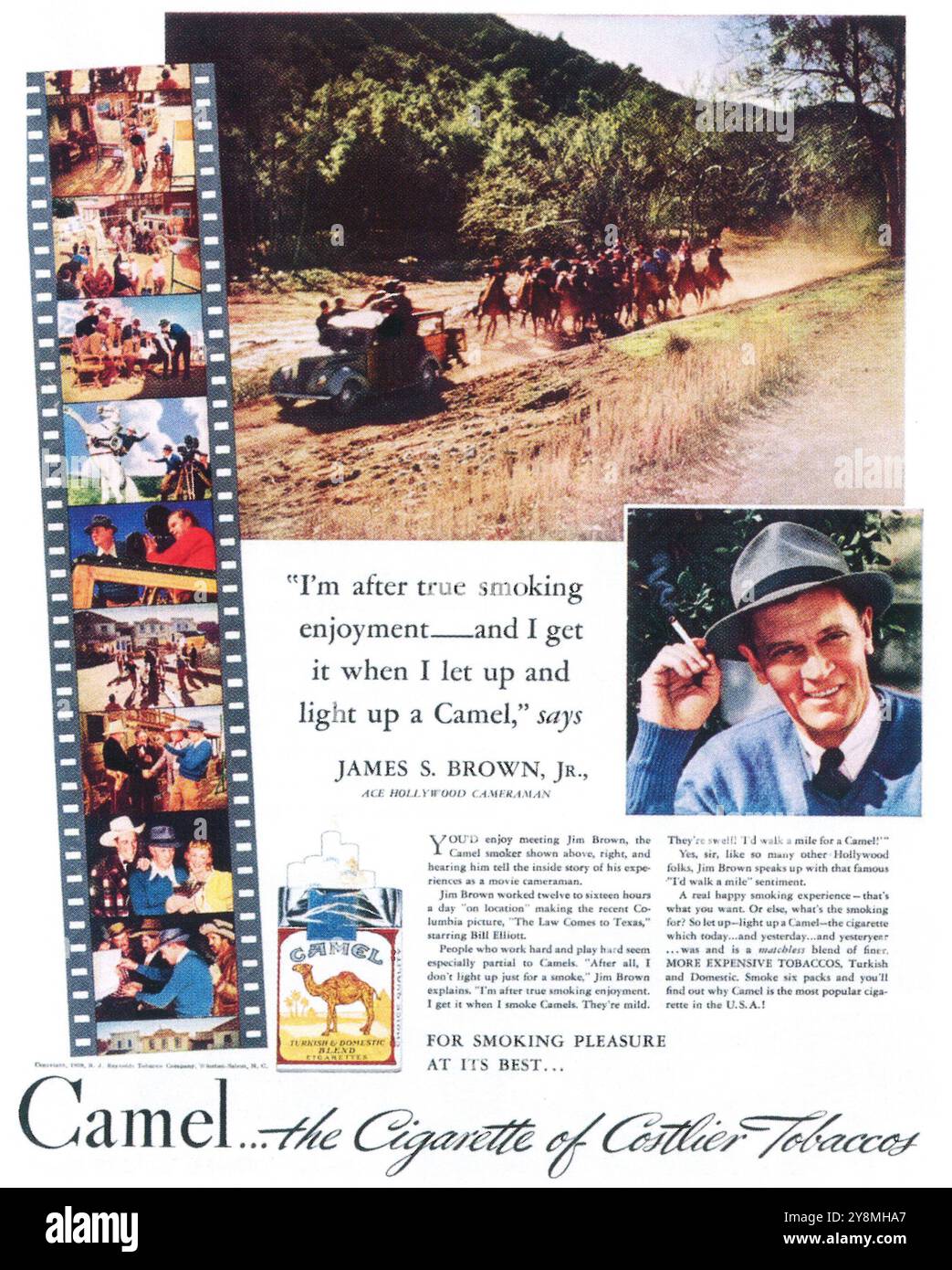 1939 Camel Cigarettes Ad with Hollywood cameraman James S. Brown Jr ...
