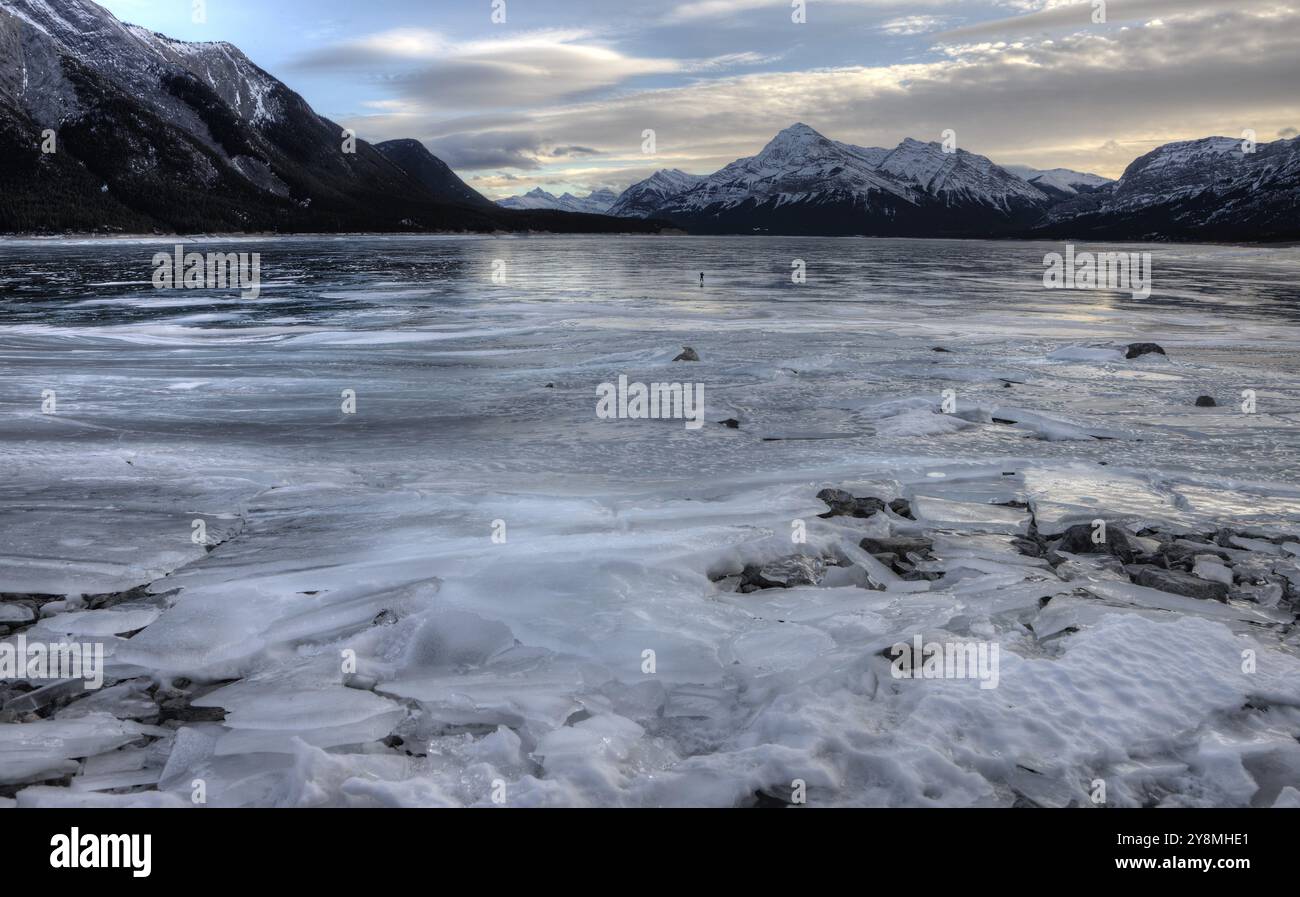 Abraham Lake Winter Ice formations bubbles design Stock Photo - Alamy