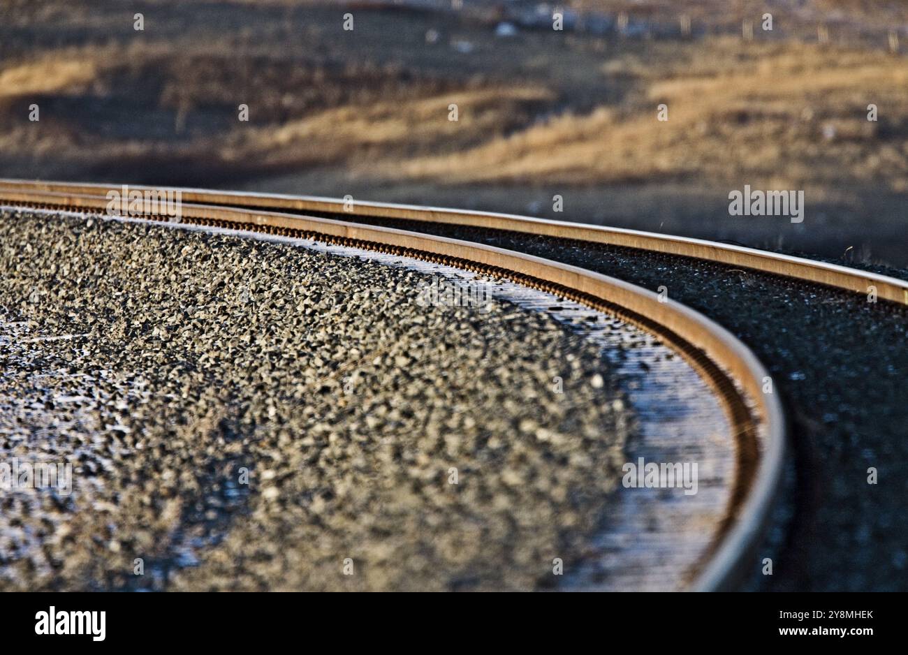 New Rail Tracks in Saskatchewan Canada curve Stock Photo - Alamy