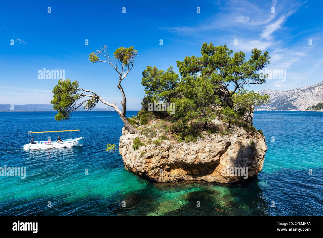 Kamen Brela symbol of the city of Brela on Adriatic coast of Dalmatia ...