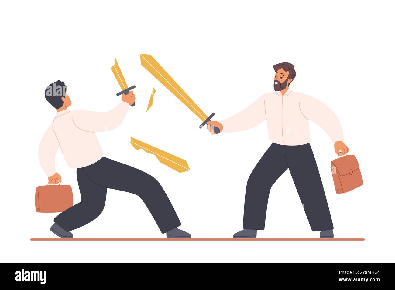 Business competition, aggressive fight and victory of leader in ...