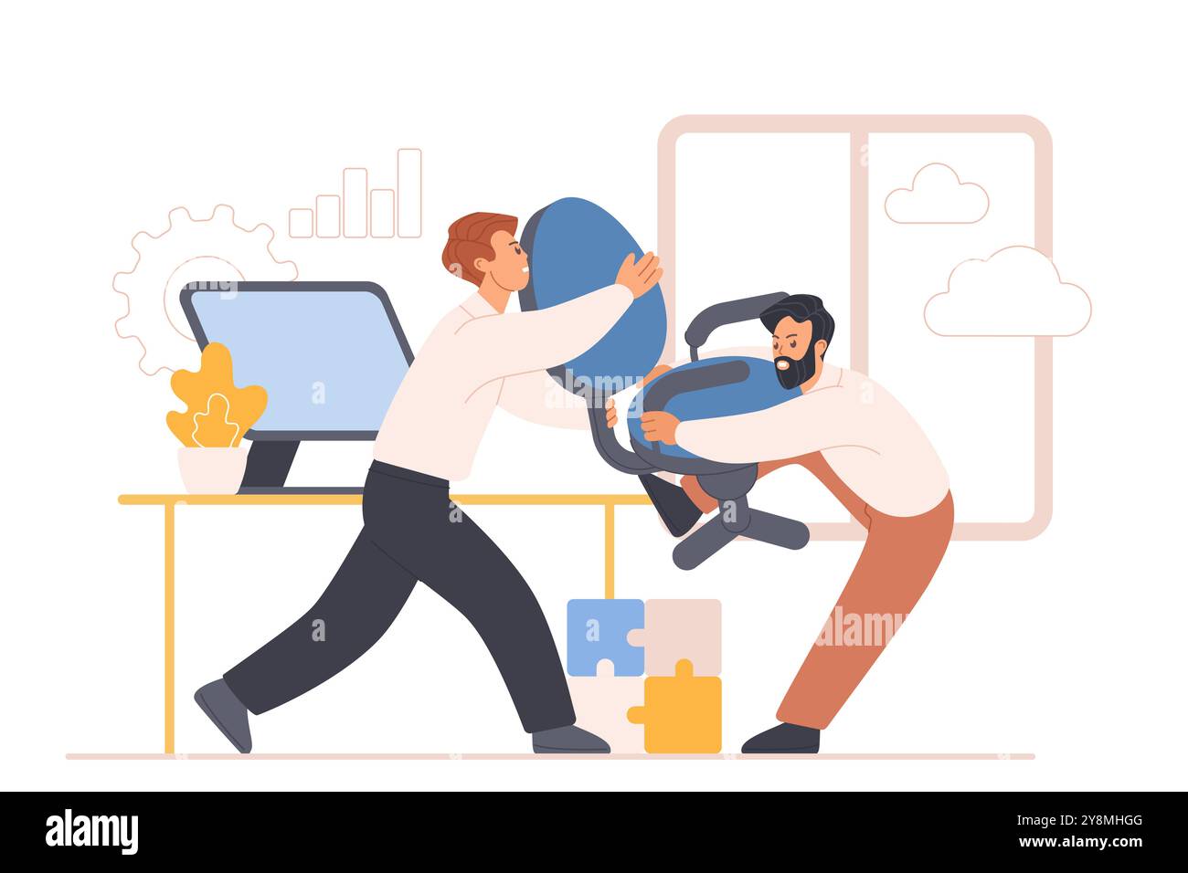 Business competition, aggressive fight for vacancy in office, career ...