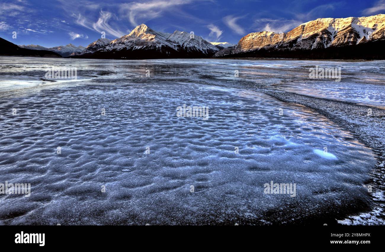 Abraham Lake Winter Ice formations bubbles design Stock Photo - Alamy