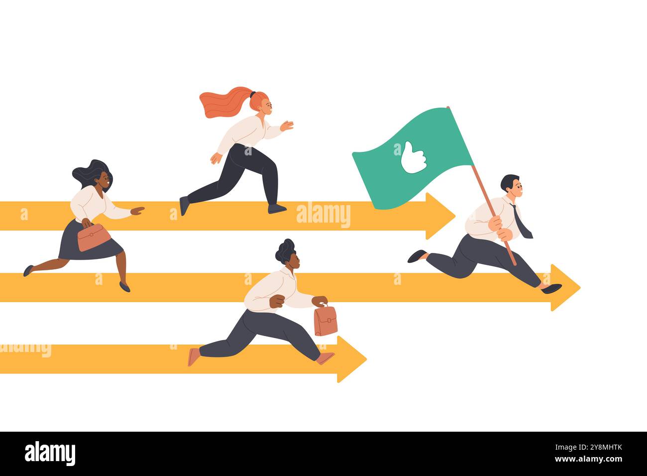 Business competition, direction to success goal achievement in team ...