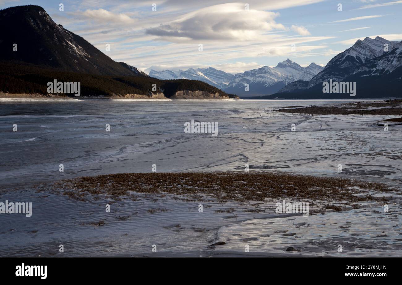 Abraham Lake Winter Ice formations bubbles design Stock Photo - Alamy
