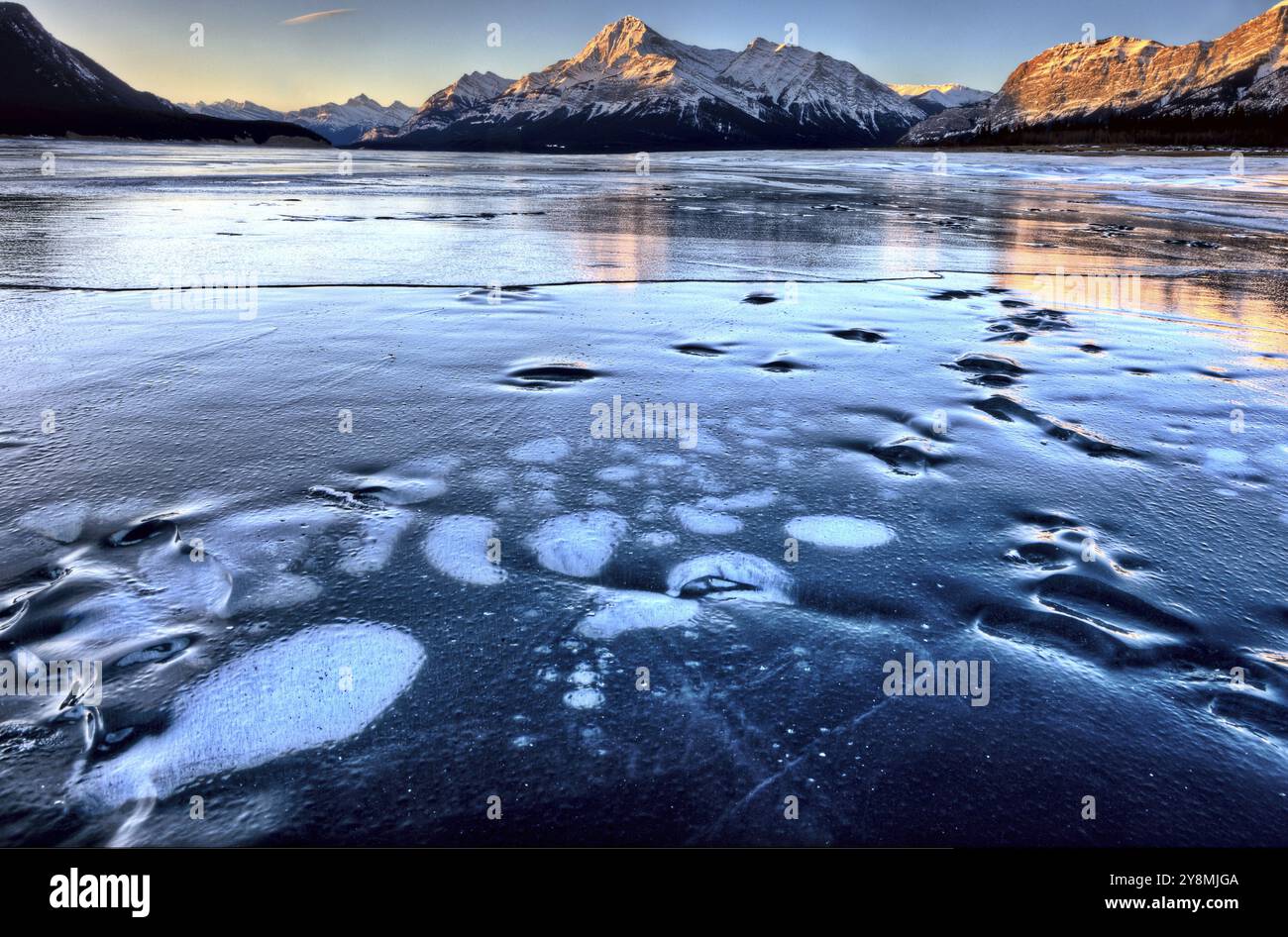 Abraham Lake Winter Ice formations bubbles design Stock Photo - Alamy