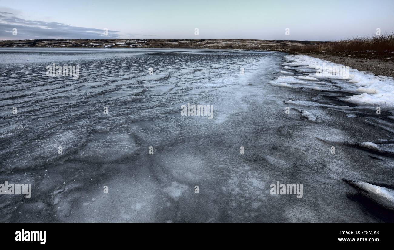 Buffalo Pound Lake Saskatchewan Canada ice design Stock Photo - Alamy