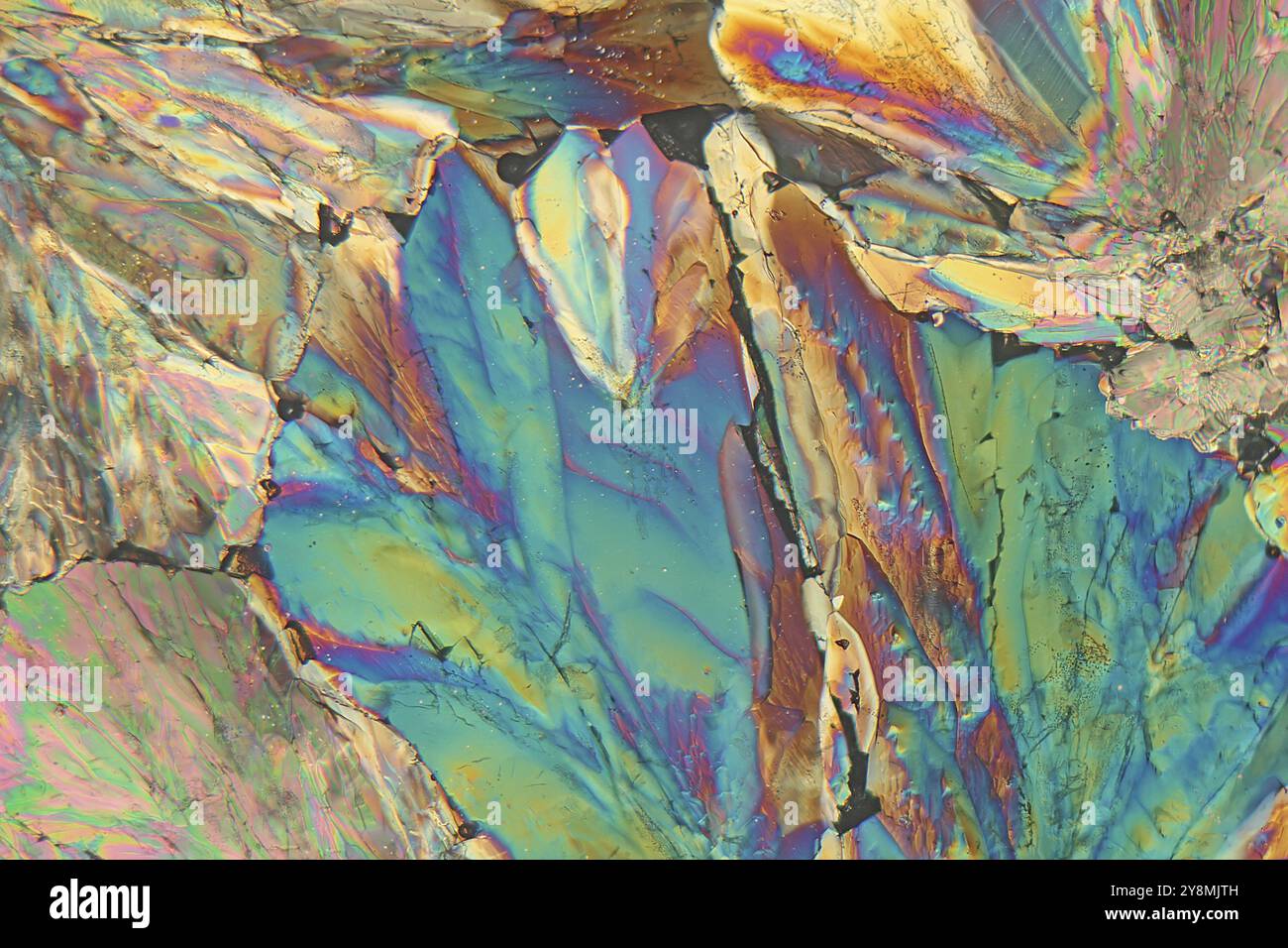 Sugar crystals under the microscope and in polarised light Stock Photo ...