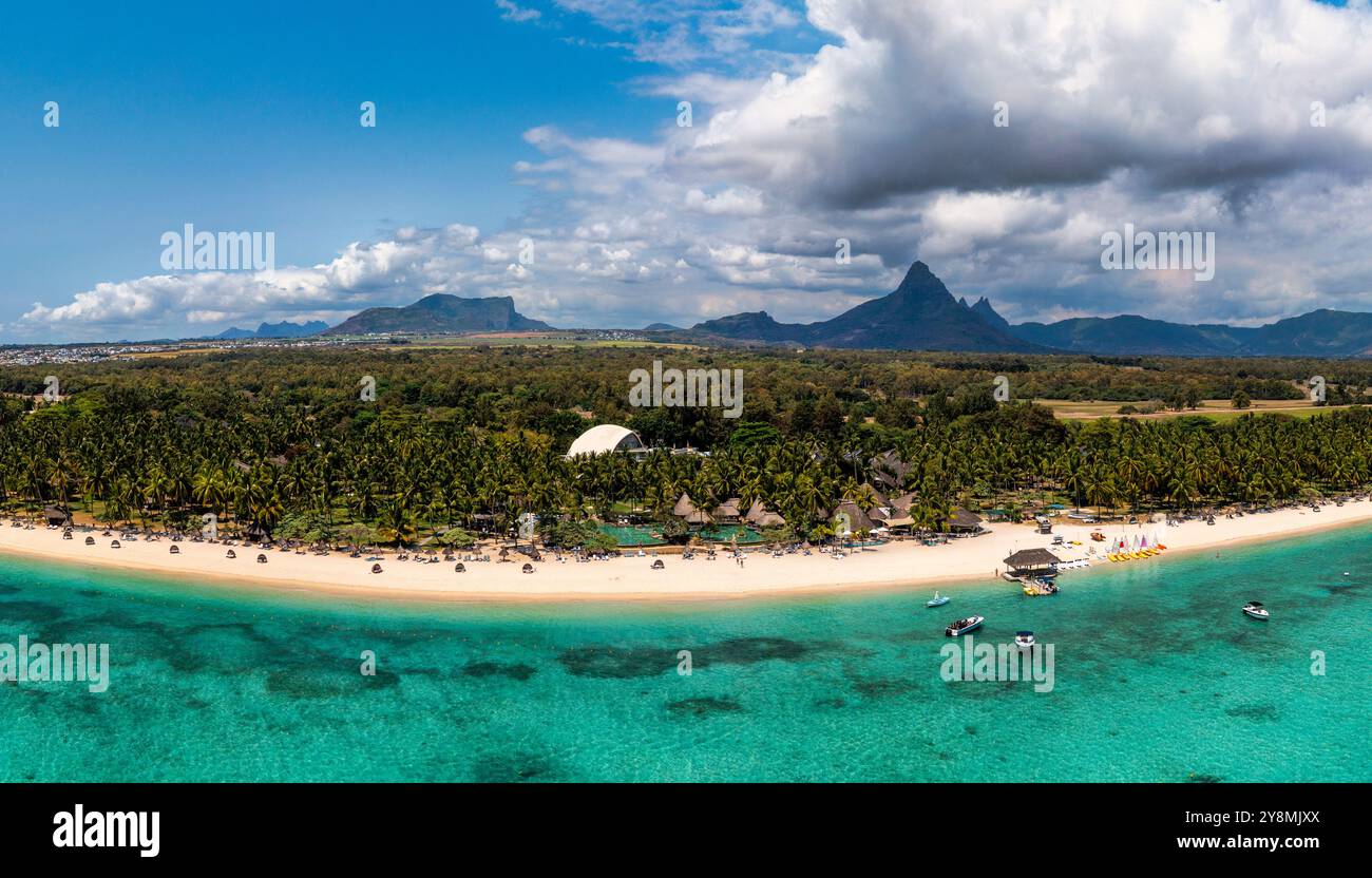 Beautiful Mauritius Island with gorgeous beach Flic en Flac, aerial ...