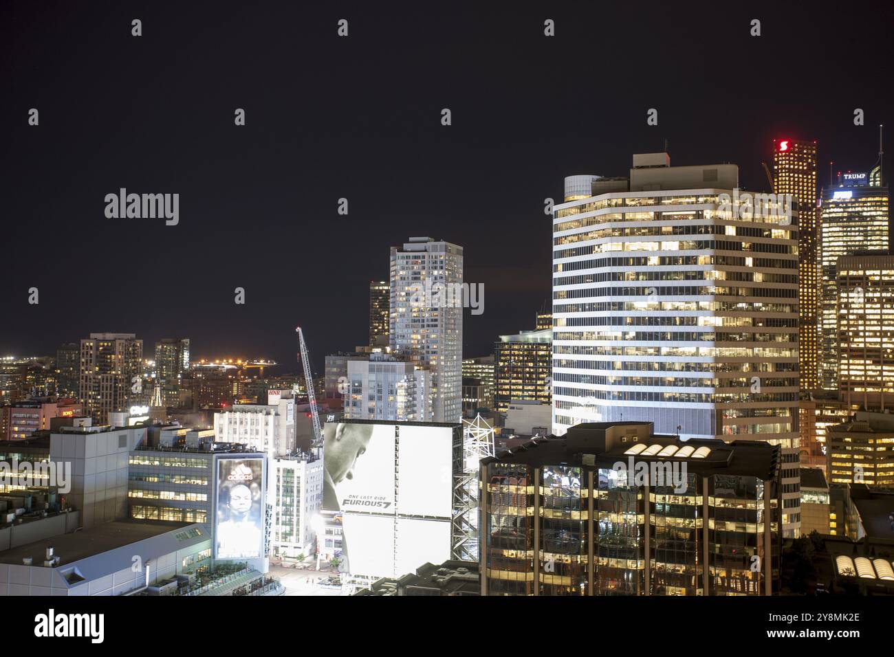 Toronto Skyline from rooftop Gerrard Street Ontario night shot Stock ...