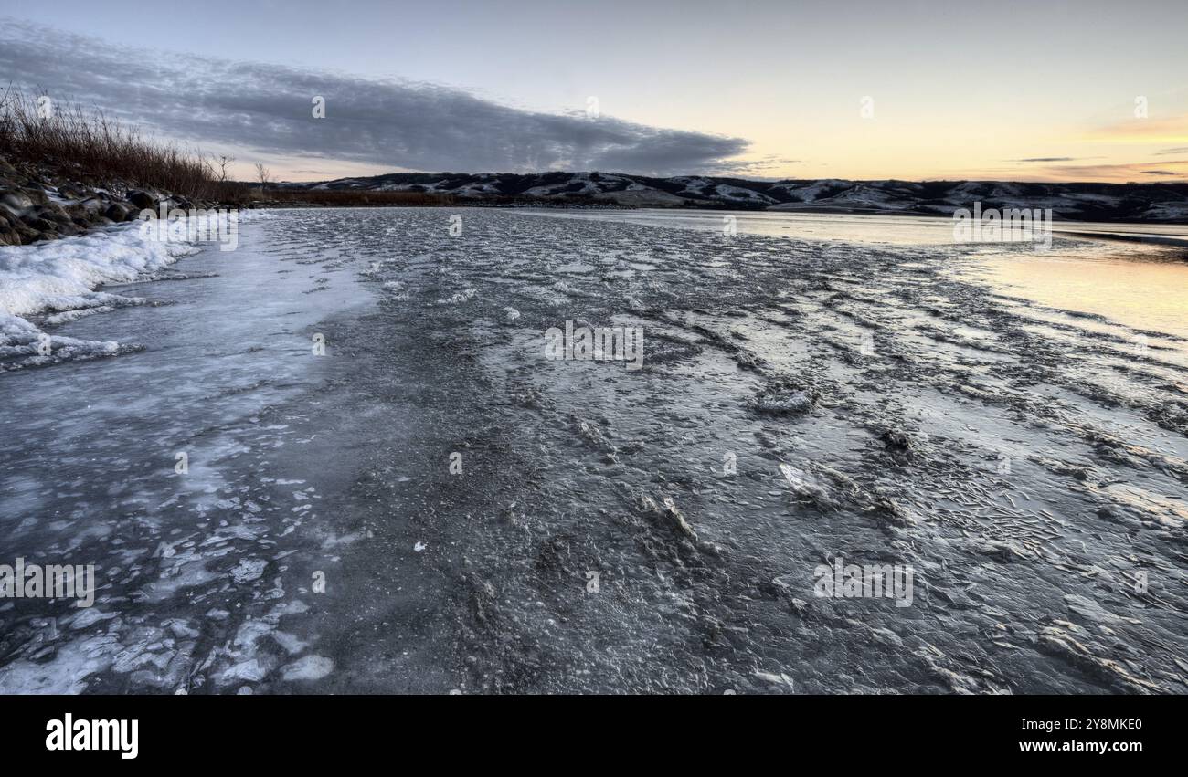 Buffalo Pound Lake Saskatchewan Canada ice design Stock Photo - Alamy